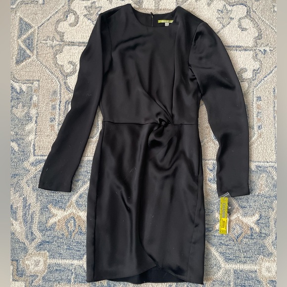Gianni Bini | Dresses | Nwt Gianni Bini Long Sleeve Black Satin Mini Dress | Poshmark